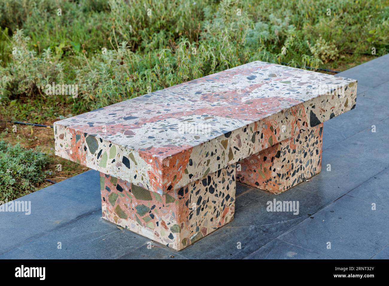 Colorful Stone Benches in Tirana City Park Stock Photo - Alamy