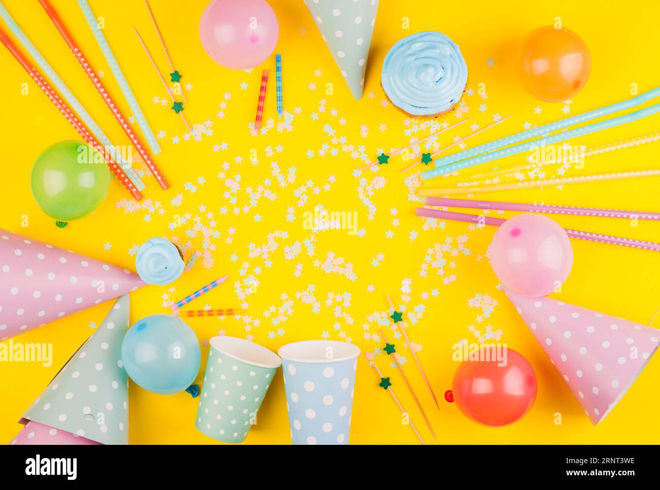 Flat lay birthday composition Stock Photo - Alamy