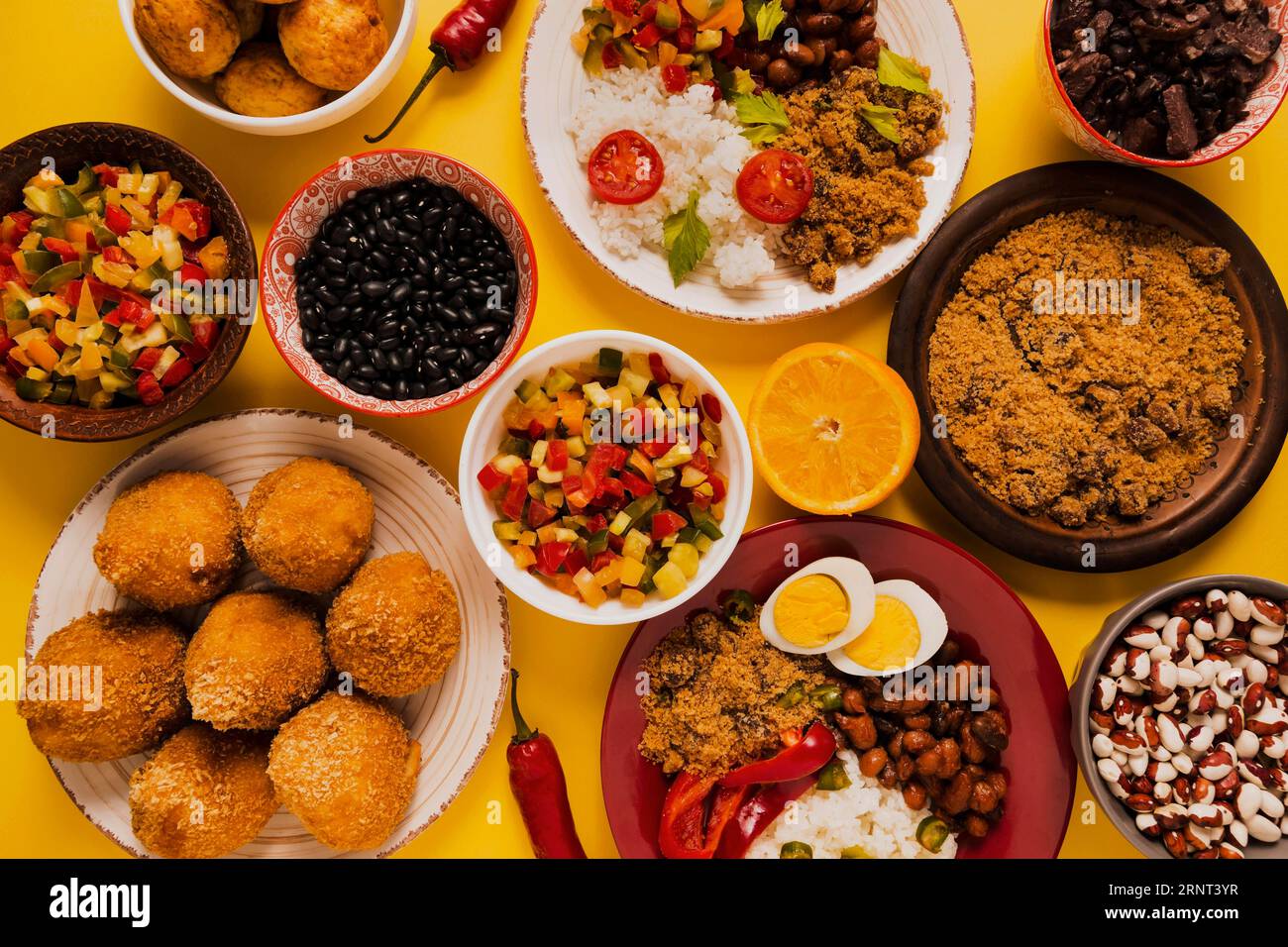Flat lay delicious brazilian food arrangement Stock Photo - Alamy