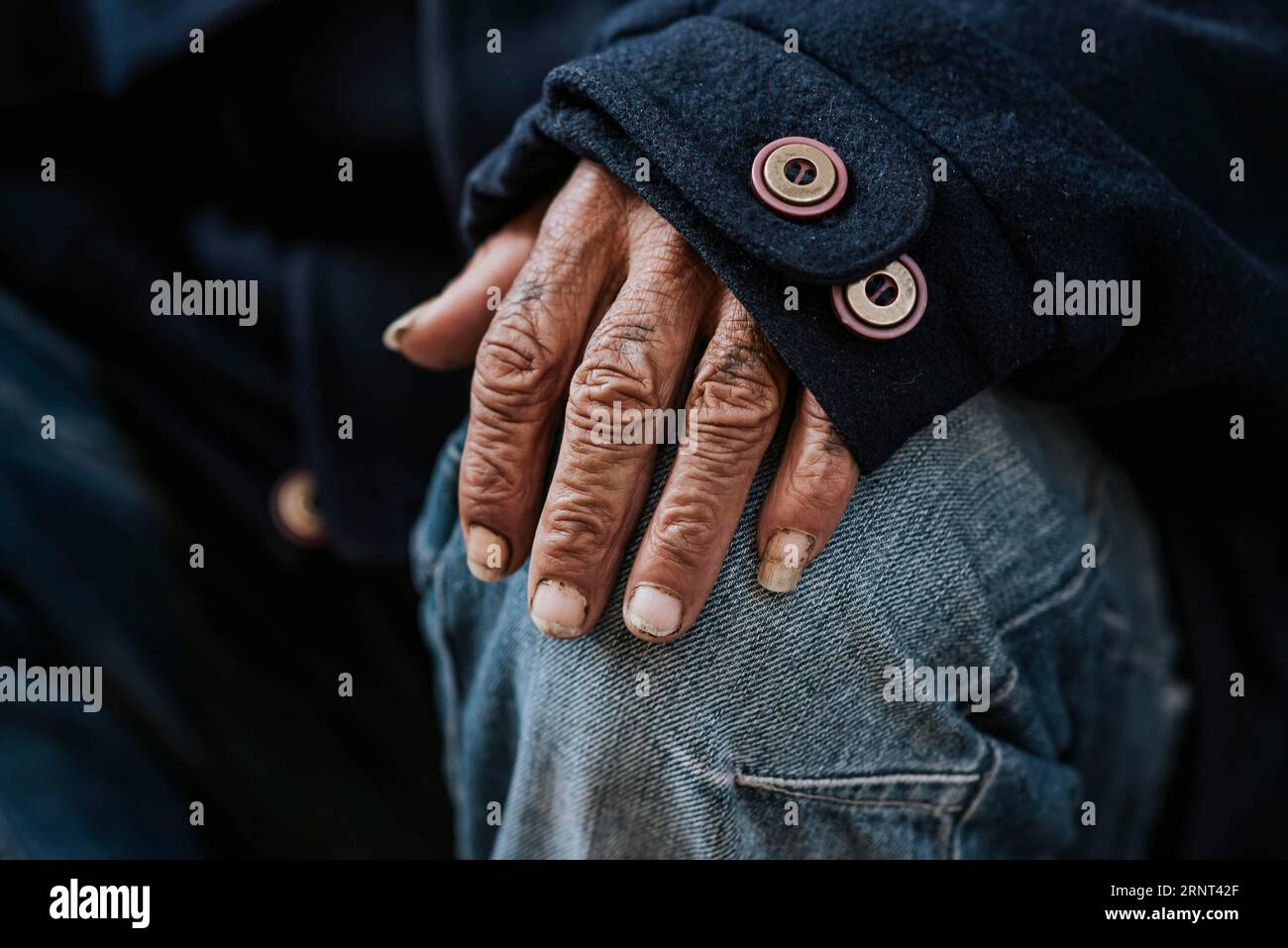 Front view malnourished homeless man s hand Stock Photo - Alamy