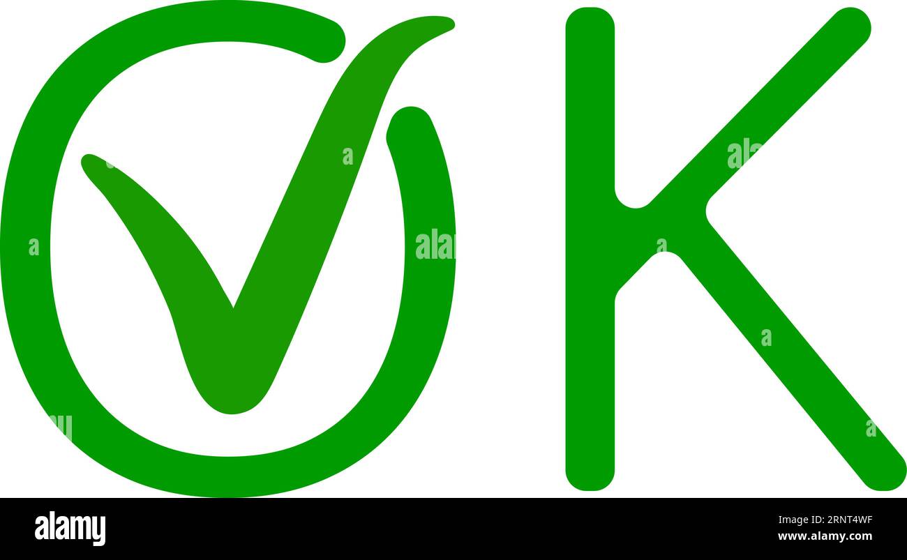 Word OK green checkmark approval approved icon green tick ok Stock ...