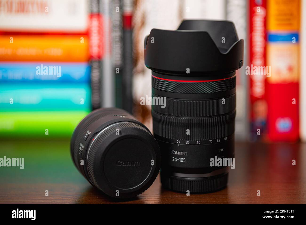 Wroclaw, Poland - May 17 2023: Zoom lens for Canon cameras RF 24-105mm ...
