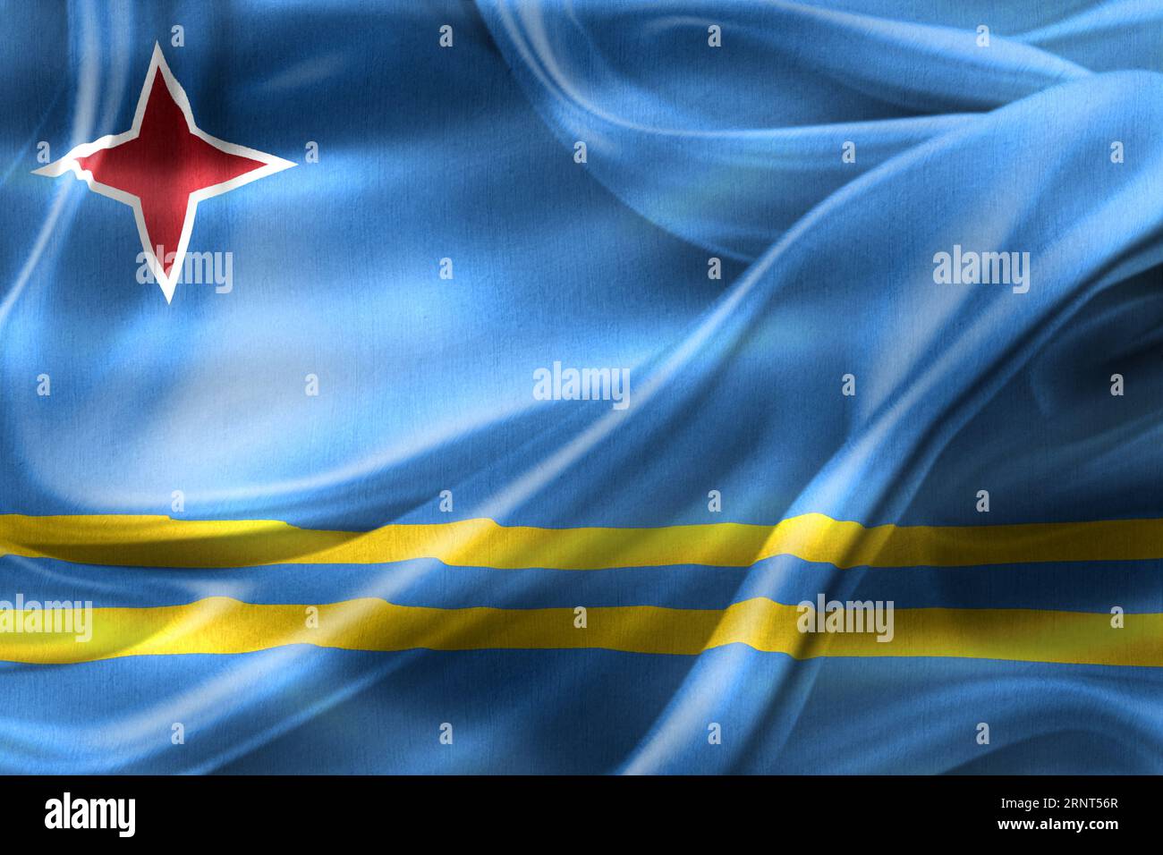 Aruba Flag - Realistic Waving Fabric Flag Stock Photo - Alamy