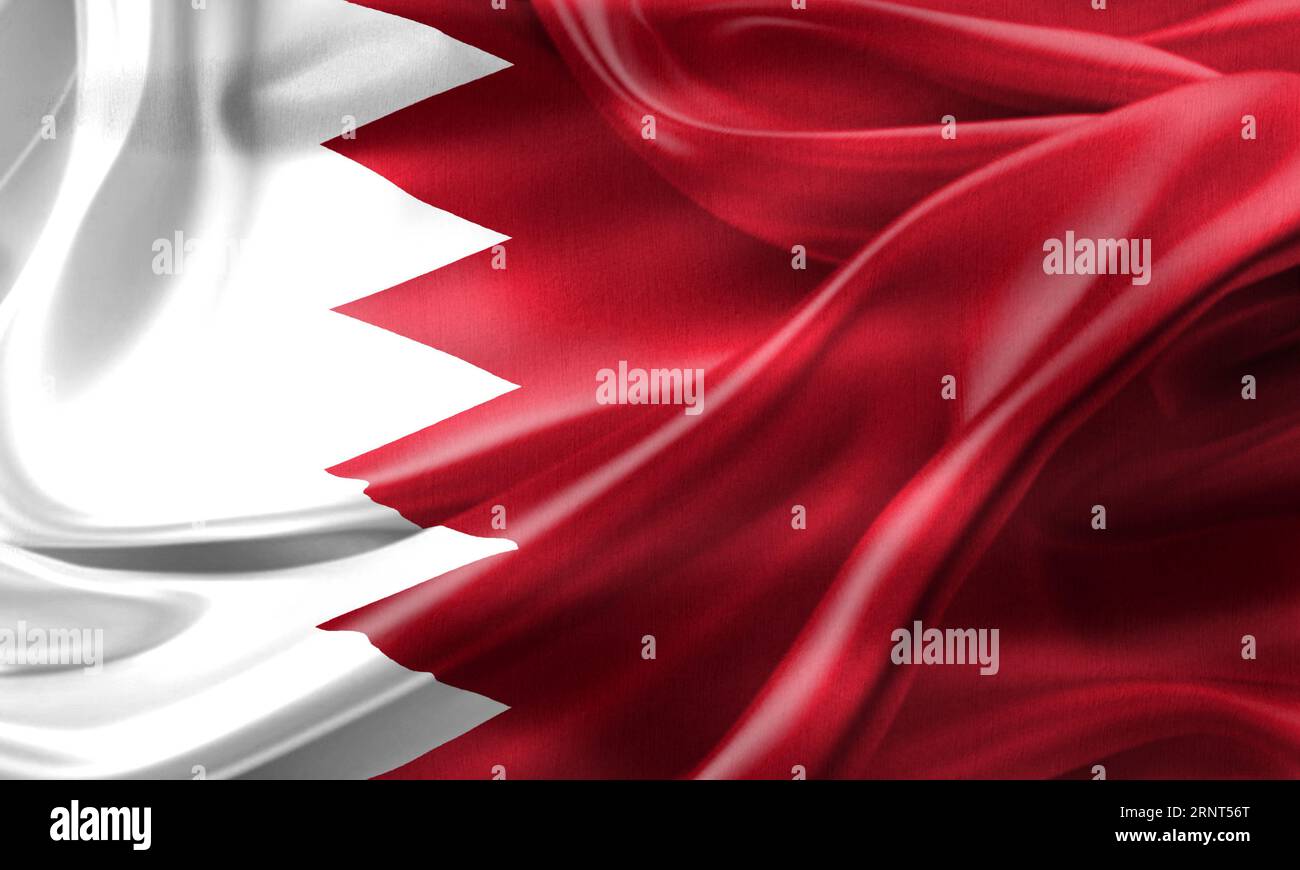 Bahrain Flag - Realistic Waving Fabric Flag Stock Photo - Alamy