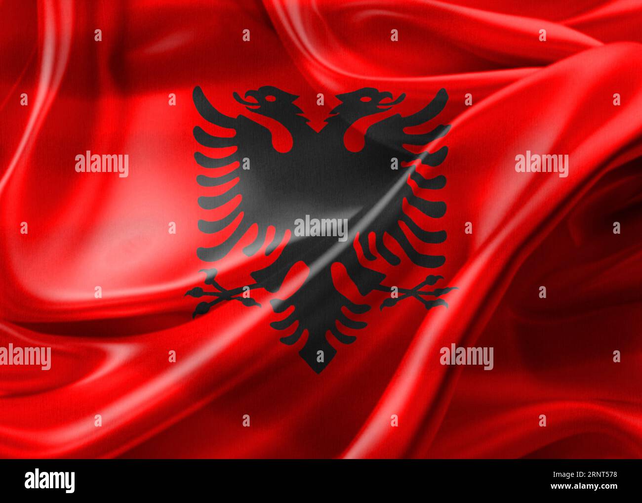 Albania Flag - Realistic Waving Fabric Flag Stock Photo - Alamy