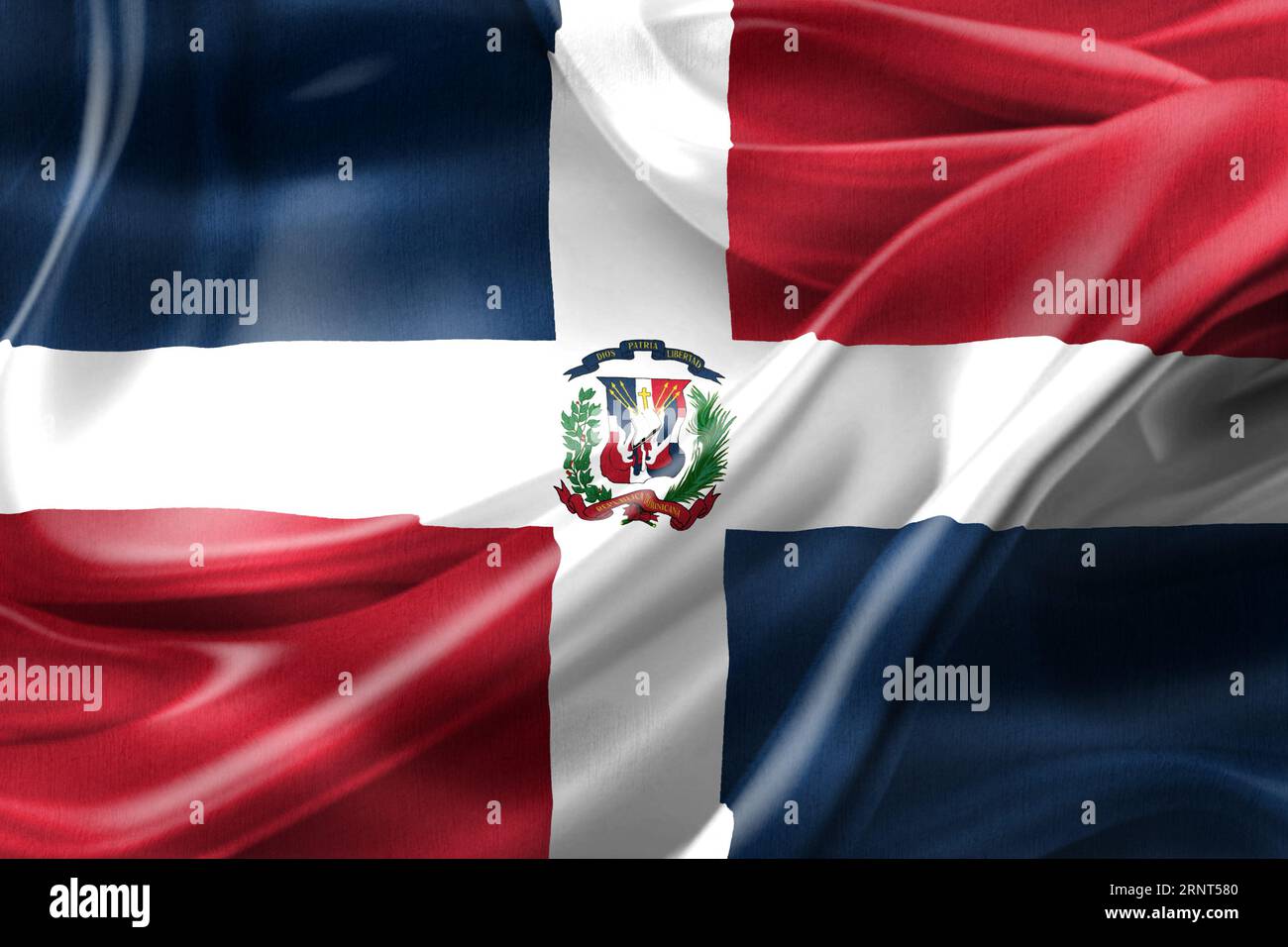 Dominican Republic Flag - Realistic Waving Fabric Flag Stock Photo - Alamy