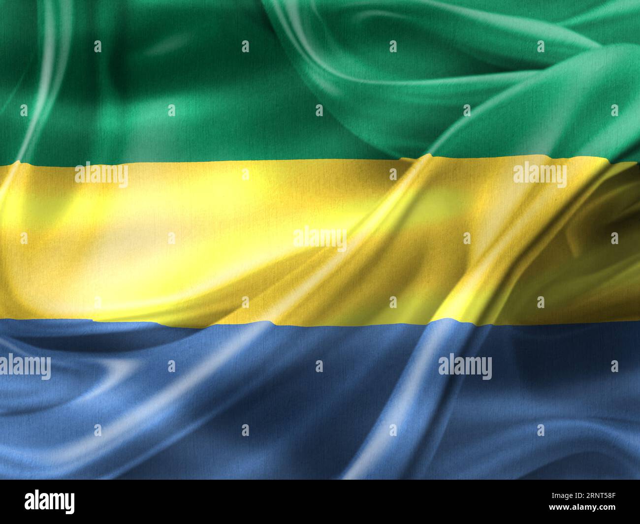 Gabon Flag - Realistic Waving Fabric Flag Stock Photo - Alamy