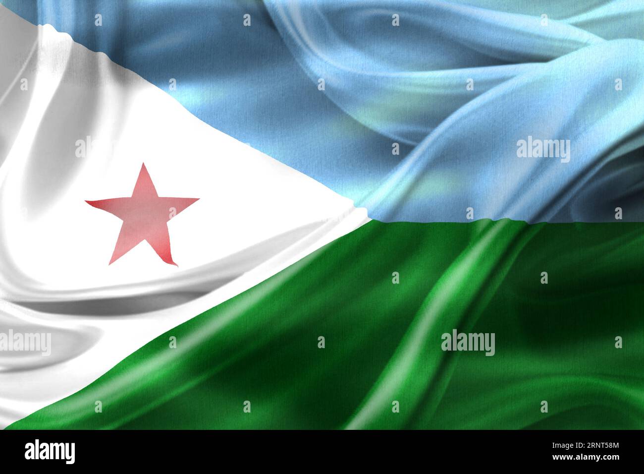 Djibouti Flag - Realistic Waving Fabric Flag Stock Photo - Alamy