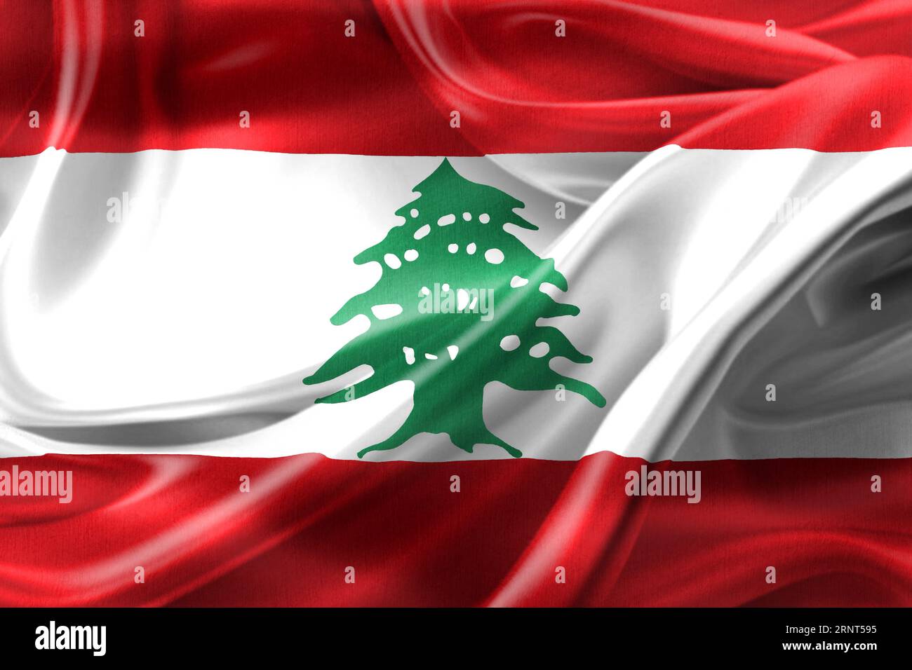Lebanon Flag - Realistic Waving Fabric Flag Stock Photo - Alamy