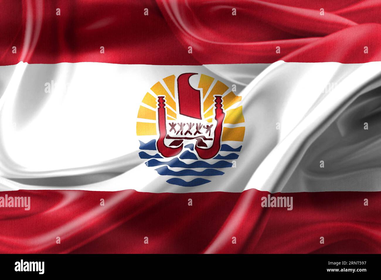 French Polynesia Flag - Realistic Waving Fabric Flag Stock Photo - Alamy