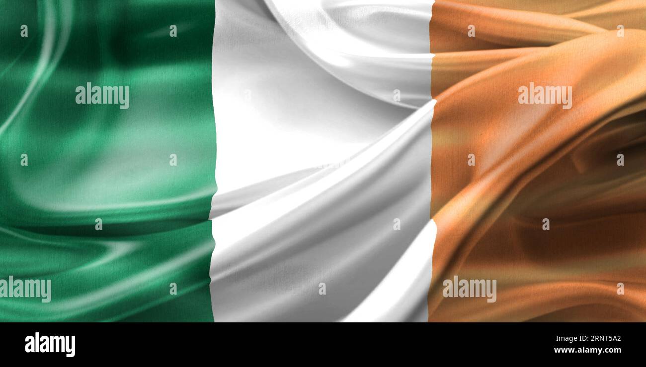 Ireland Flag - Realistic Waving Fabric Flag Stock Photo - Alamy