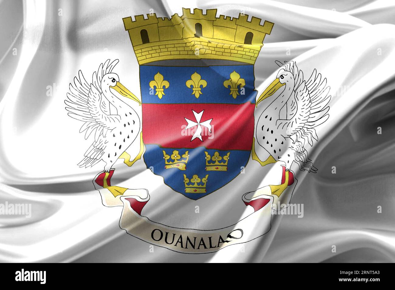 Saint-Barthelemy Flag - Realistic Waving Fabric Flag Stock Photo - Alamy