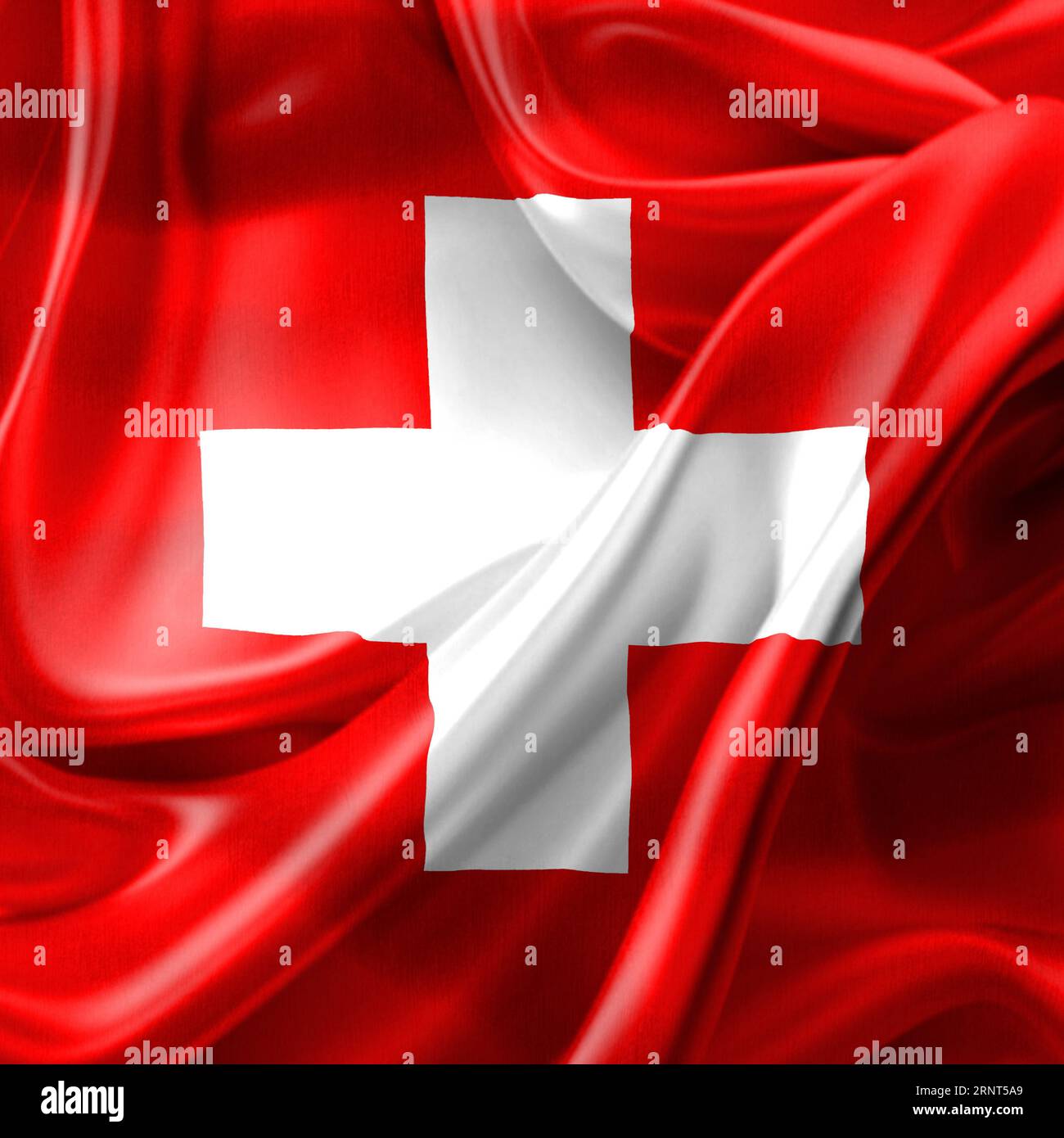 Swiss Flag - Realistic Waving Fabric Flag Stock Photo - Alamy