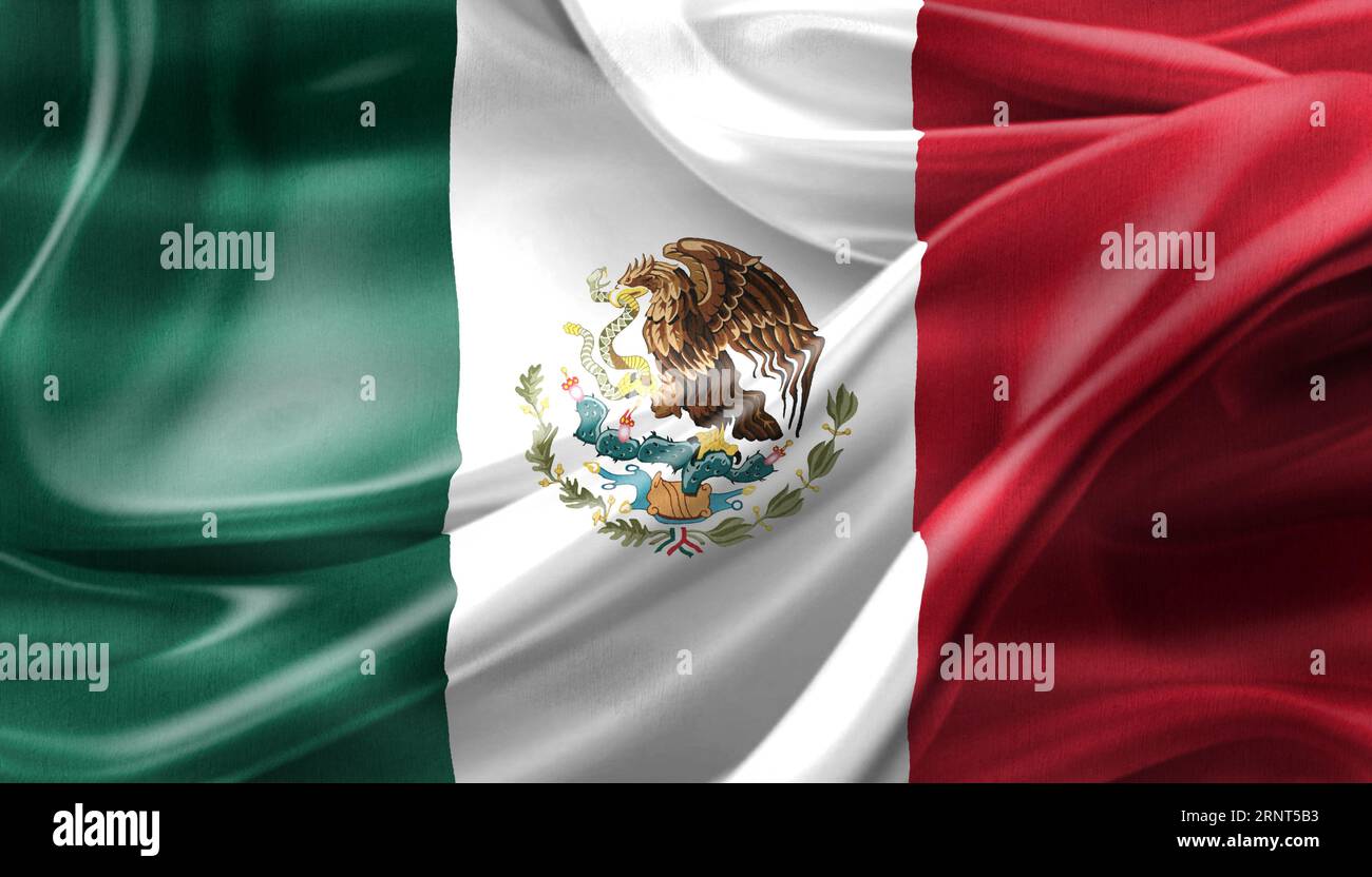 Mexico Flag - Realistic Waving Fabric Flag Stock Photo - Alamy