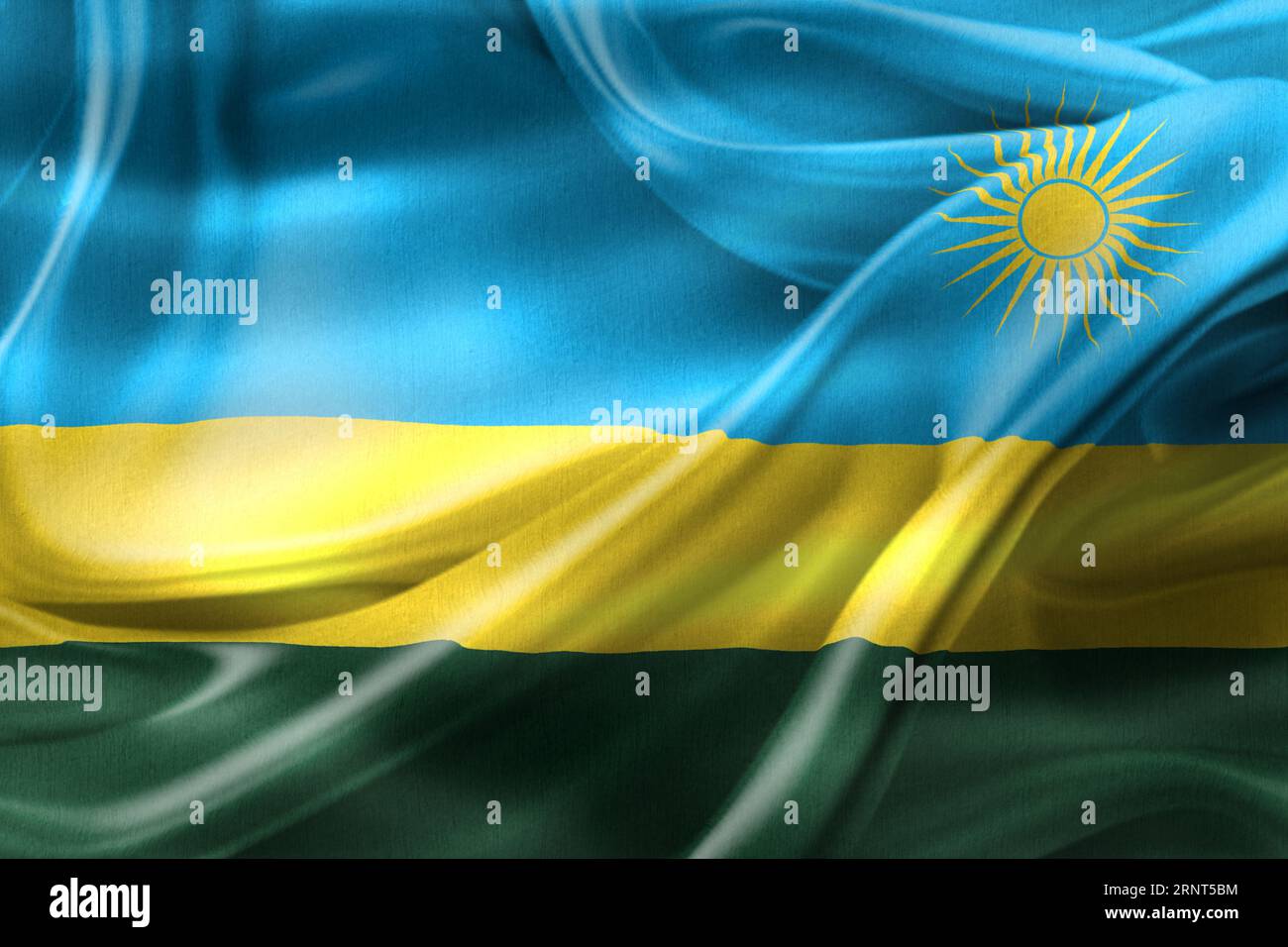 Rwanda Flag - Realistic Waving Fabric Flag Stock Photo - Alamy