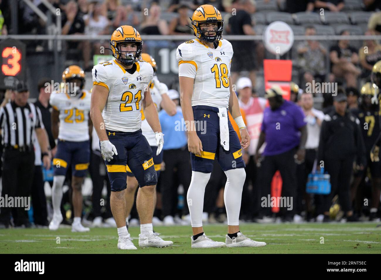Kent State quarterback Michael Alaimo (18) and running back Gavin ...
