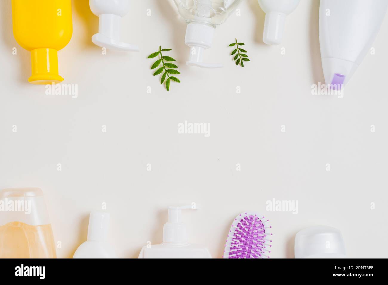 Bottom top border made with cosmetic products white background Stock ...