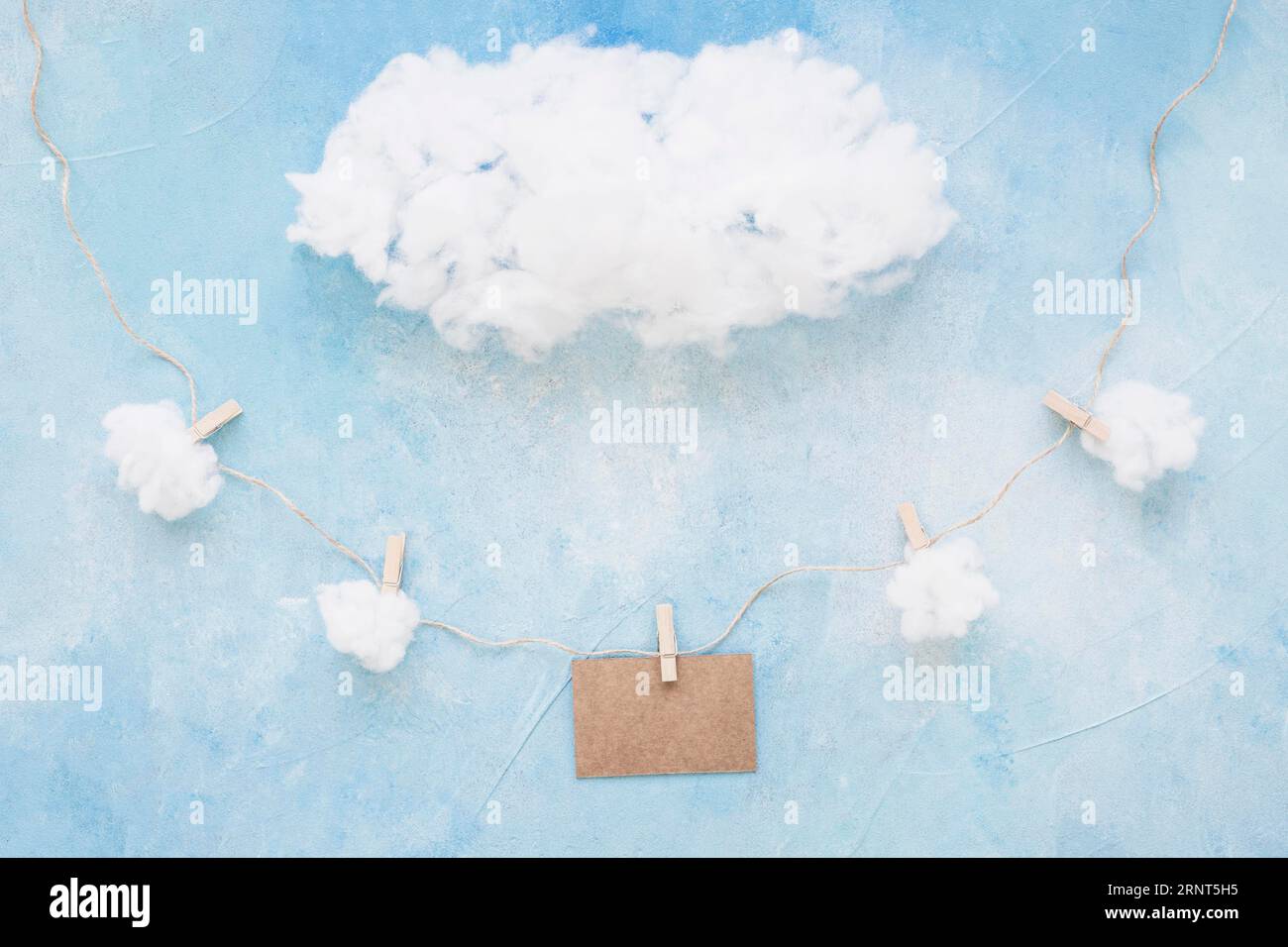 Blank card decorated with clouds color backdrop Stock Photo - Alamy