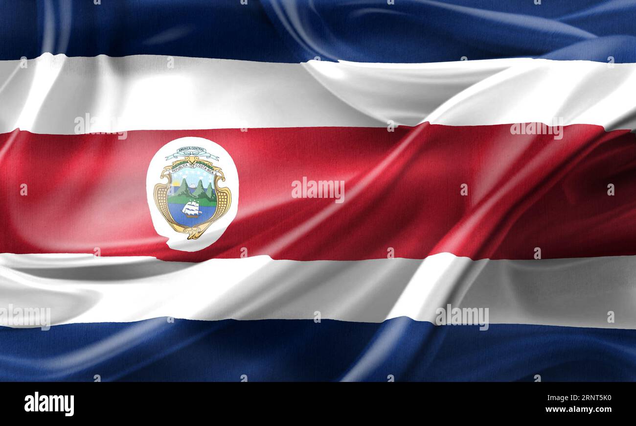 Costa Rica Flag - Realistic Waving Fabric Flag Stock Photo - Alamy