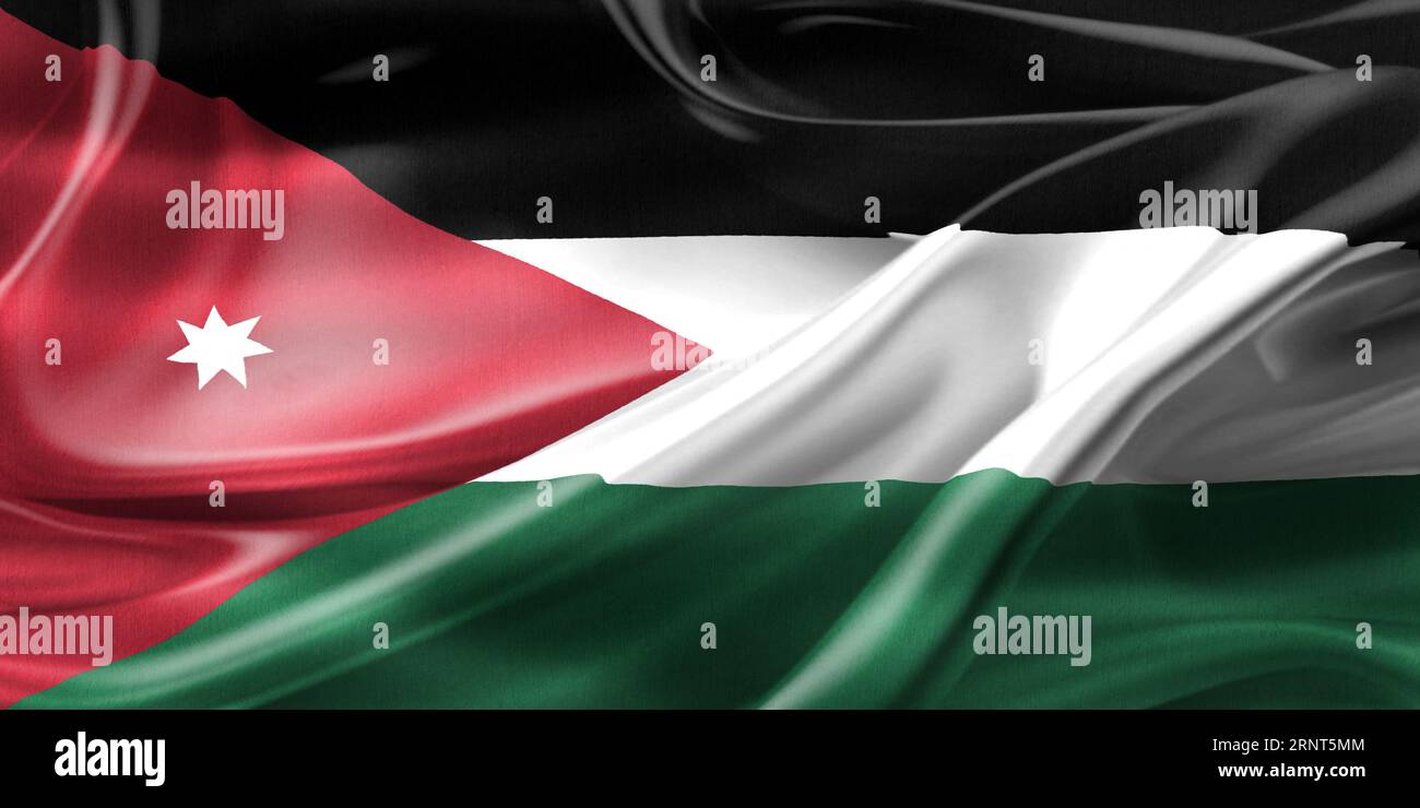 Jordan Flag - Realistic Waving Fabric Flag Stock Photo - Alamy