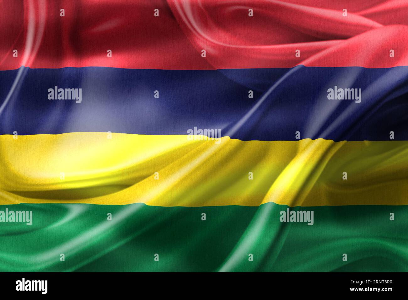 Mauritius Flag - Realistic Waving Fabric Flag Stock Photo - Alamy