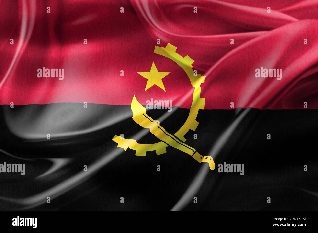 Angola Flag - Realistic Waving Fabric Flag Stock Photo - Alamy