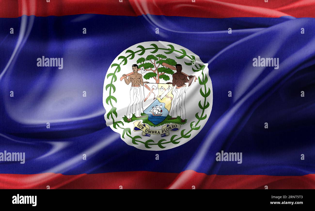 Belize Flag - Realistic Waving Fabric Flag Stock Photo - Alamy