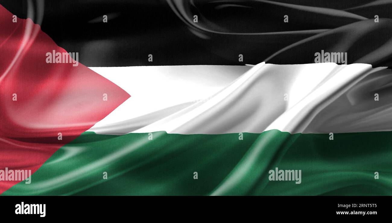 Palestine Flag - Realistic Waving Fabric Flag Stock Photo - Alamy