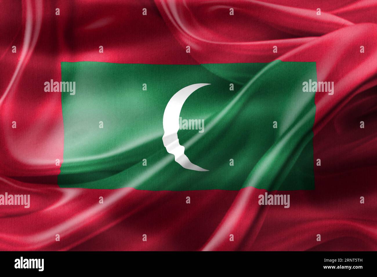 Maldives Flag - Realistic Waving Fabric Flag Stock Photo - Alamy