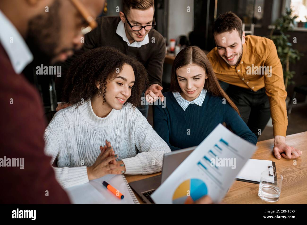 Smiley people having meeting office Stock Photo - Alamy