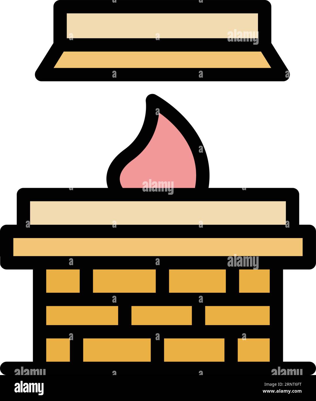 Brick fireplace icon outline vector. Furnace burning. Heater stove color flat Stock Vector Image ...