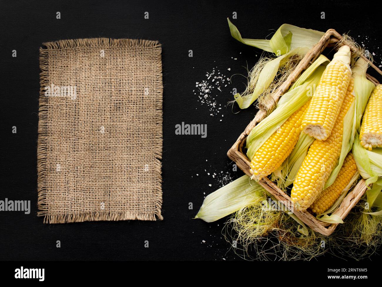 Top view healthy corn composition Stock Photo - Alamy