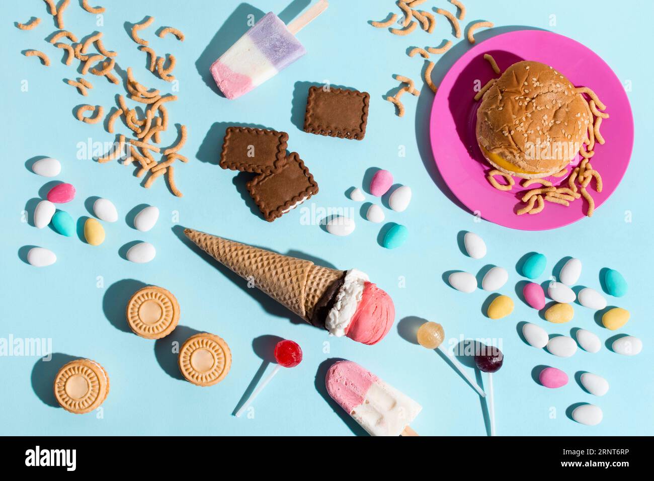 Top view sweets burger Stock Photo - Alamy