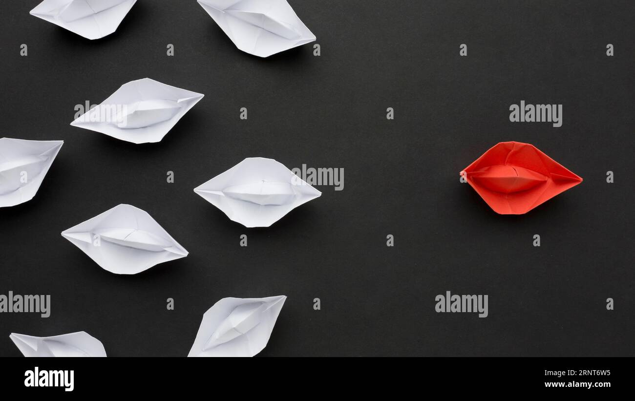 Top view paper boat collection Stock Photo - Alamy