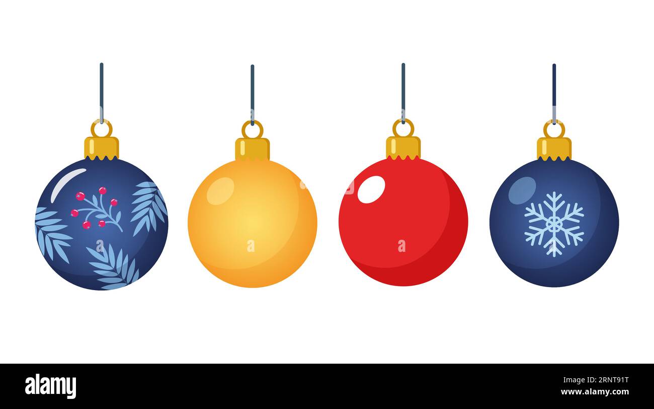 Christmas balls on white background. Christmas Clip Art. Modern baubles ...