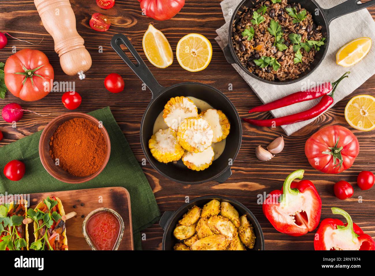 Flat lay mexican food Stock Photo - Alamy