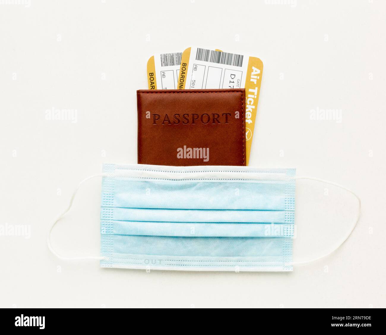 Top view passport mask arrangement Stock Photo - Alamy