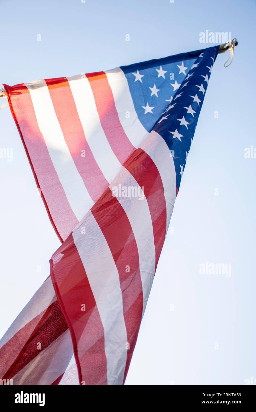 Low angle usa flag sky Stock Photo - Alamy