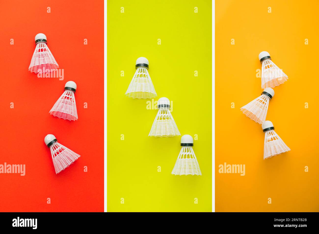 Shuttlecocks red yellow orange background Stock Photo - Alamy