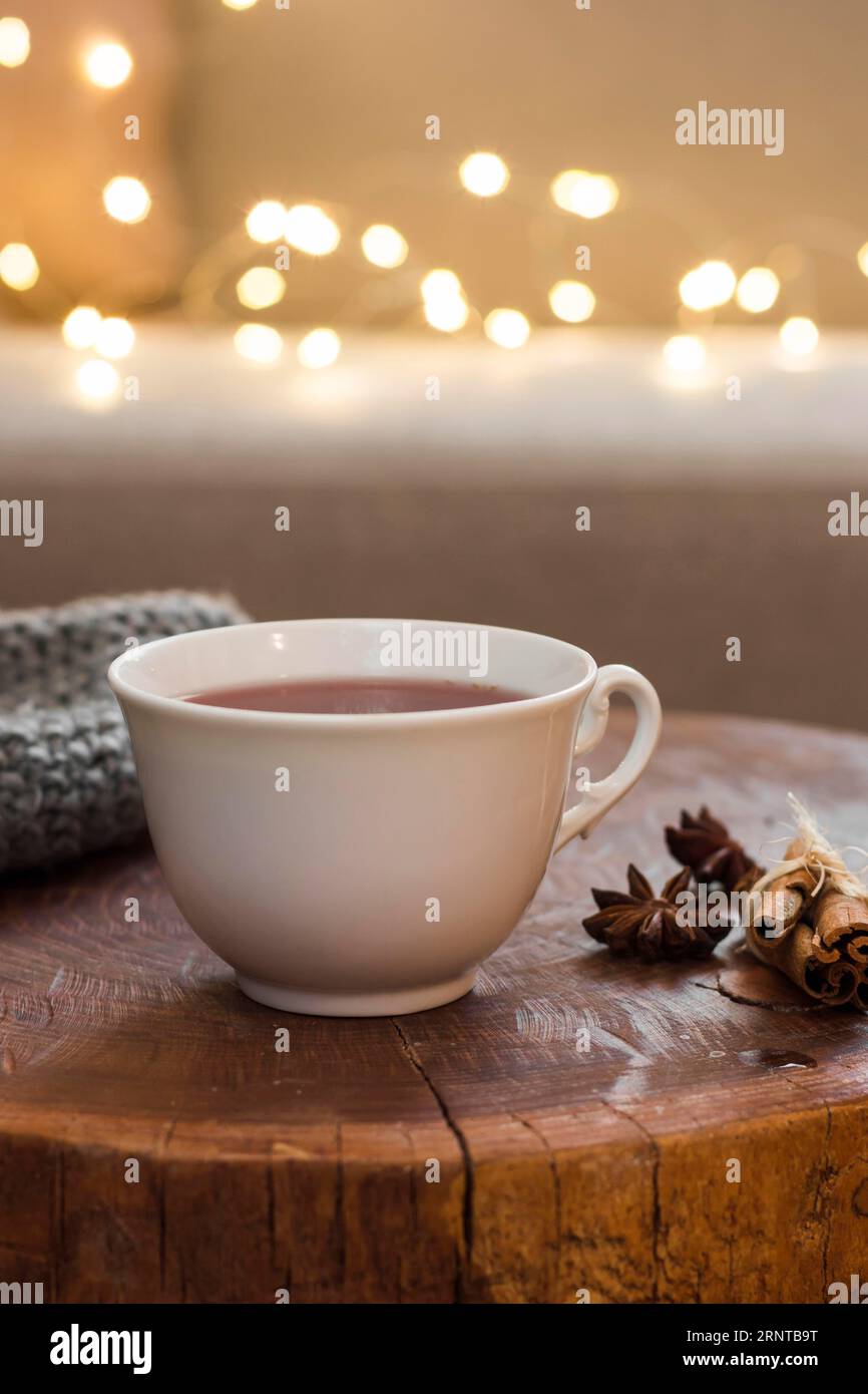 Chair blanket tea hi-res stock photography and images - Alamy