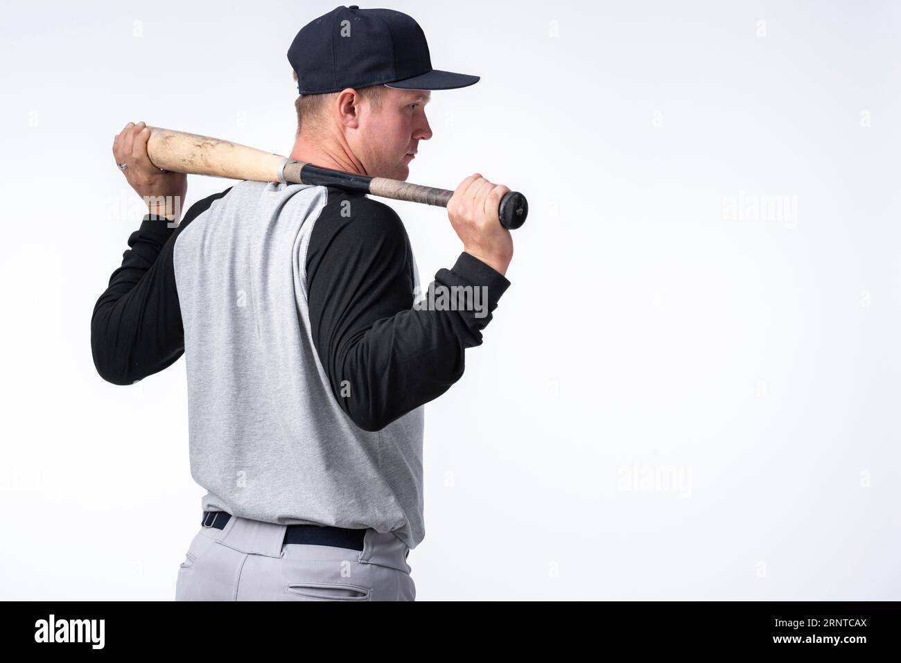 Back view baseball player with bat Stock Photo - Alamy