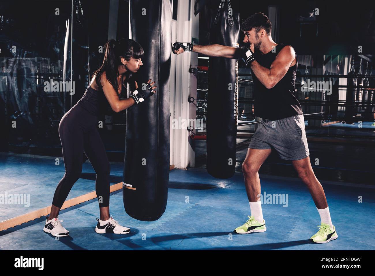 Couple boxing gym Stock Photo - Alamy