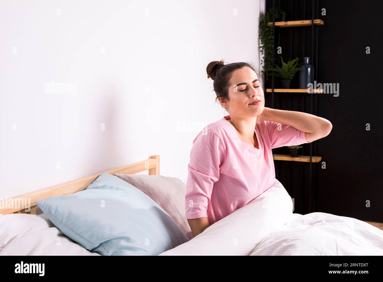Fitness woman waking up morning Stock Photo - Alamy