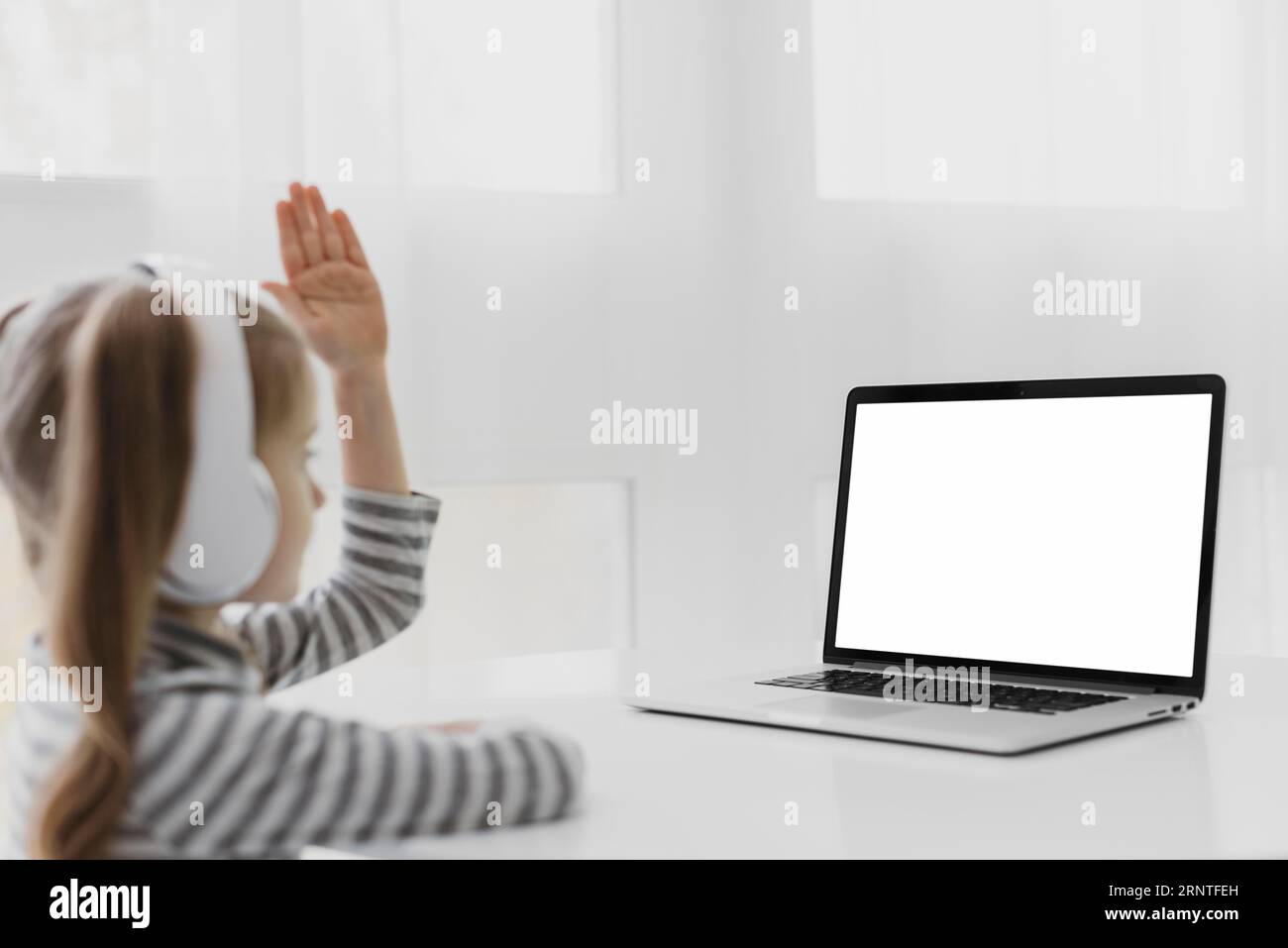 School girl attending online classes Stock Photo - Alamy