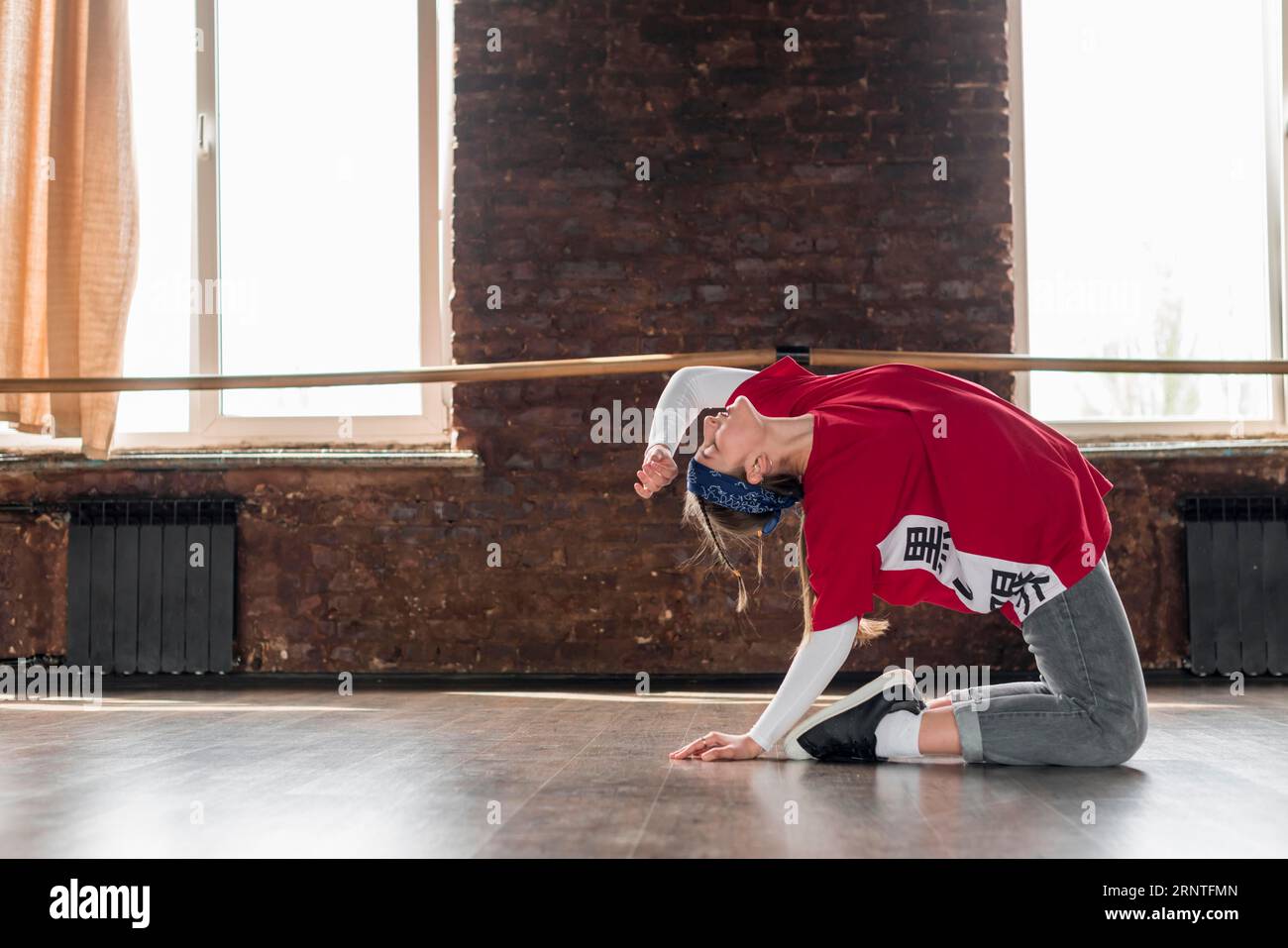 Side view female dancer doing practice dance studio Stock Photo - Alamy