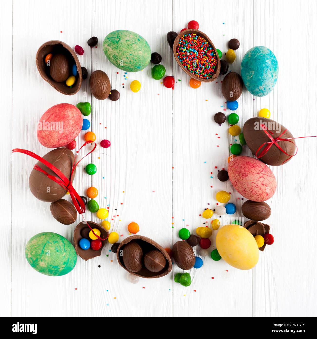 Frame from candies eggs Stock Photo - Alamy