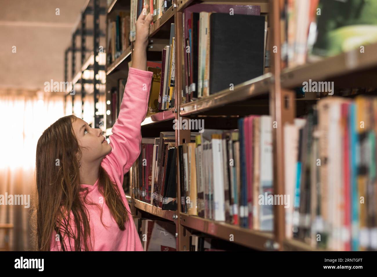 Girl choosing book from school hi-res stock photography and images - Alamy