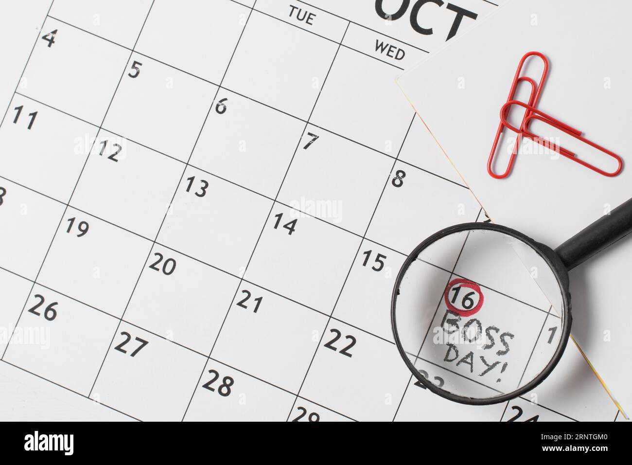 Top view boss s day assortment calendar Stock Photo - Alamy