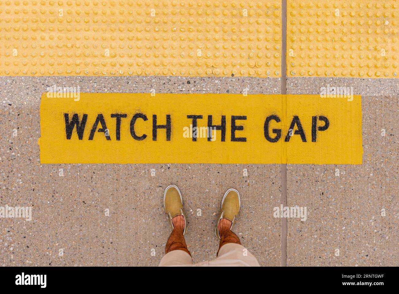 Top view gap warning sign Stock Photo - Alamy