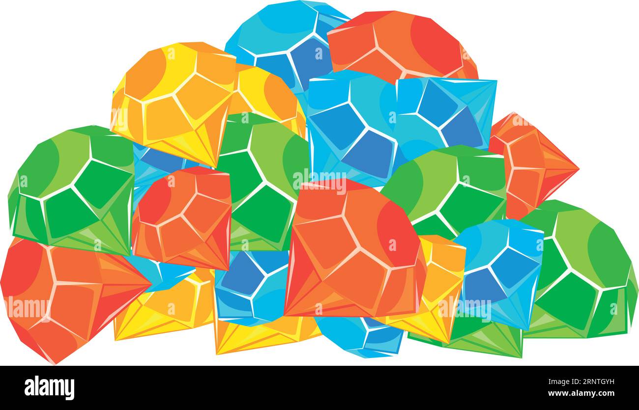 Jewelry pile. Colorful cartoon gems. Treasure icon Stock Vector Image ...